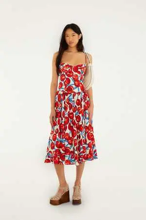 Farm Rio Sleeveless Midi Dress With Print - Cherry Blossom