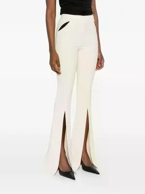 Elisabetta Franchi Lightweight Crêpe Trousers With Cut-outs And Slits - Neutrals