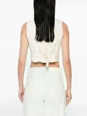 Liu Jo Rhinestone Striped Waistcoat - Neutrals
