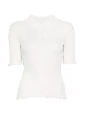Victoria Beckham Cotton Polo Top - Neutrals