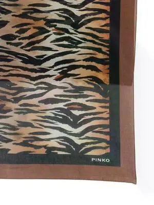 Pinko Tiger-print Bordered Scarf - Black