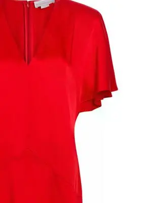 Stella McCartney V-neck Midi Dress - Red