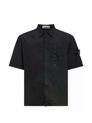 Stone Island 1200028 Nylon Metal In Econyl® Comfort-fit Short-sleeve Shirt With Zip - Black