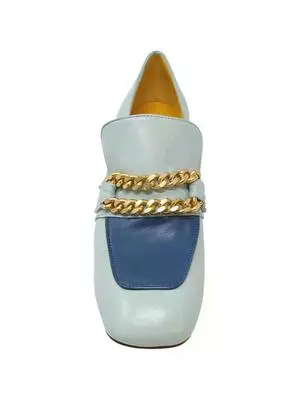 MADISON MAISON Chain-detail Leather Loafers - Blue