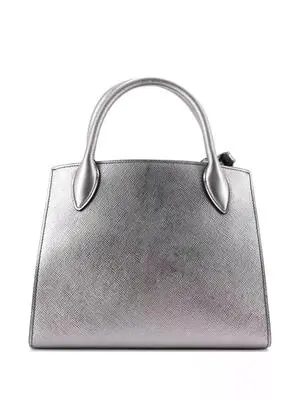 Prada Monochrome Saffiano And City Calf Small Tote Bag - Silver