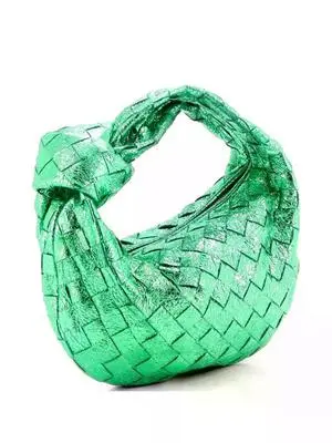 Bottega Veneta Jodie Metallic Intrecciato Nappa Mini Hobo Bag - Green