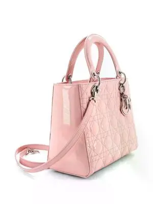 Dior Lady Nm Medium Satchel Cannage Quilt Patent - Pink