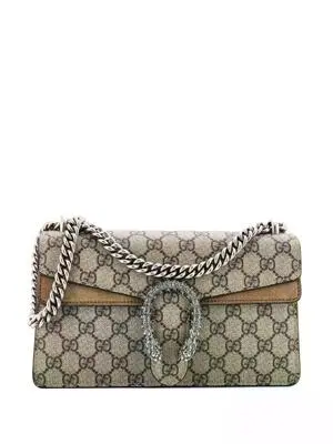 Gucci Dionysus Small Shoulder Bag Gg Coated Canvas With Crystal Embellished Metal - Brown