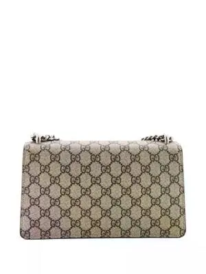 Gucci Dionysus Small Shoulder Bag Gg Coated Canvas With Crystal Embellished Metal - Brown