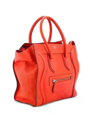 Celine Luggage Bag Grainy Leather Mini Tote - Red