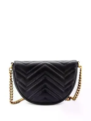 Gucci Gg Marmont Half Moon Matelasse Leather Mini Crossbody Bag