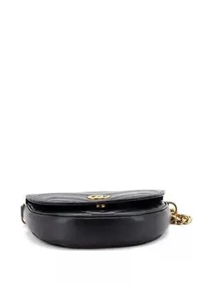 Gucci Gg Marmont Half Moon Matelasse Leather Mini Crossbody Bag