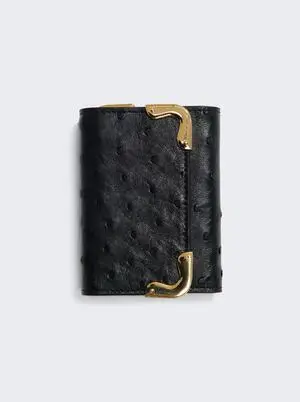 PALY Ostrich Leather Key Wallet - Black