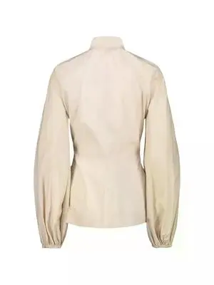 THELATEST Funnel-neck Balloon-sleeve Top - Neutrals