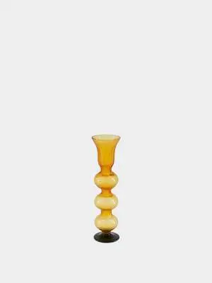 La DoubleJ Amber Murano Glass Bubble Candlestick - Yellow