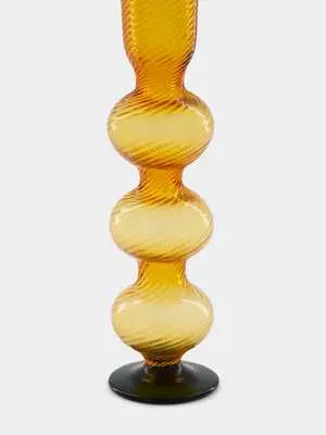 La DoubleJ Amber Murano Glass Bubble Candlestick - Yellow