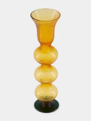 La DoubleJ Amber Murano Glass Bubble Candlestick
