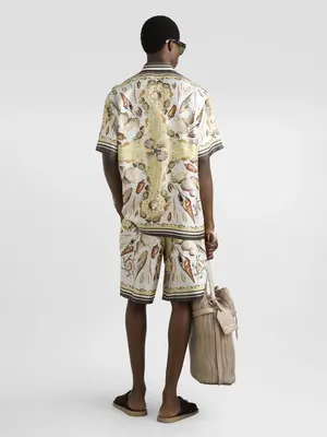 Dolce & Gabbana Shell Printed Silk Twill Shorts - Yellow