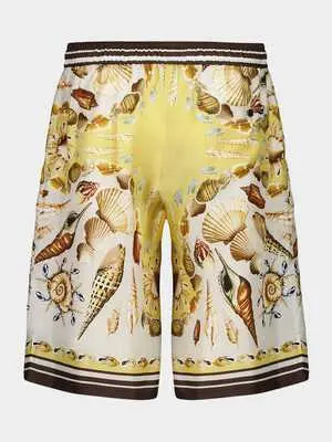 Dolce & Gabbana Shell Printed Silk Twill Shorts - Yellow