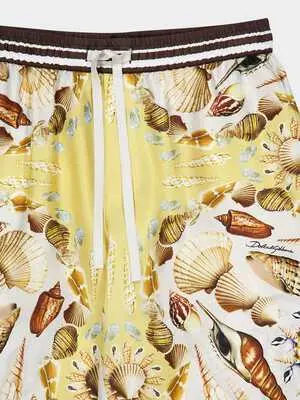 Dolce & Gabbana Shell Printed Silk Twill Shorts - Yellow