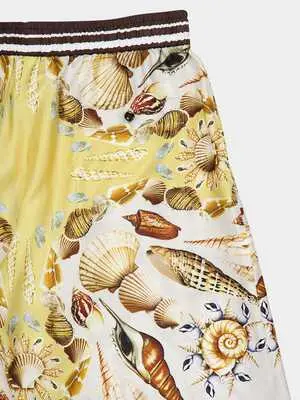 Dolce & Gabbana Shell Printed Silk Twill Shorts - Yellow