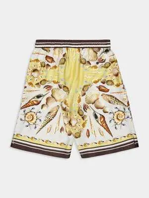 Dolce & Gabbana Shell Printed Silk Twill Shorts - Yellow