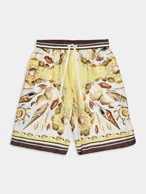 Dolce & Gabbana Shell Printed Silk Twill Shorts - Yellow