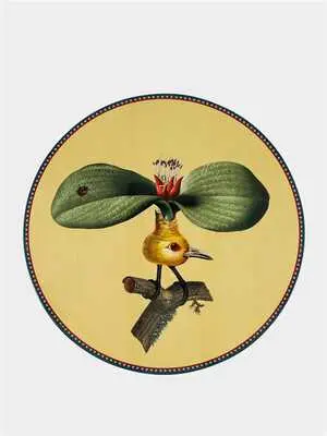 La DoubleJ Leafflyer Round Placemat - Yellow