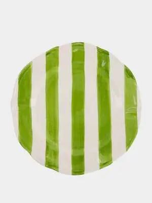 LES-OTTOMANS Striped Ceramic Dinner Plate - White