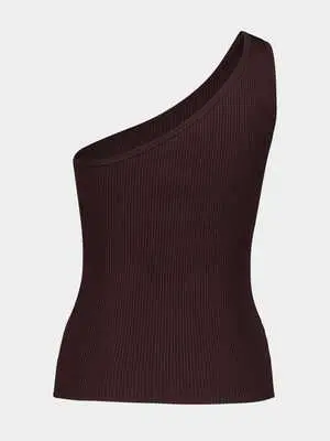 Zimmermann One Shoulder Ribbed Knit Top - Purple
