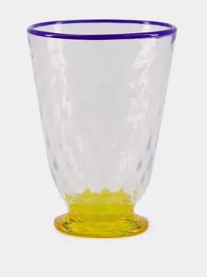 La DoubleJ Set Of 2 Quilted Murano Water Glasses - Yellow