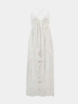 Zimmermann Lexi Embroidered Eyelet Lace Midi Dress - White
