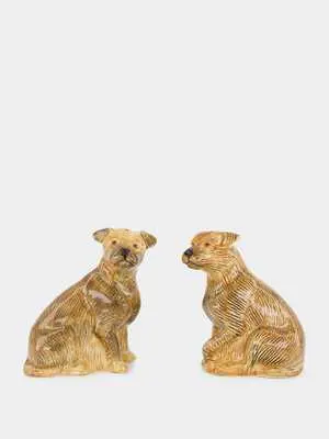 QUAIL CERAMICS Border Terrier Salt And Pepper Set - Brown