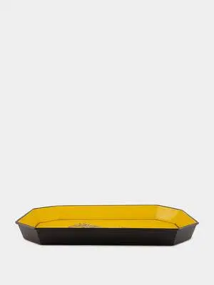 LES-OTTOMANS Handpainted Zebra Iron Tray - Yellow