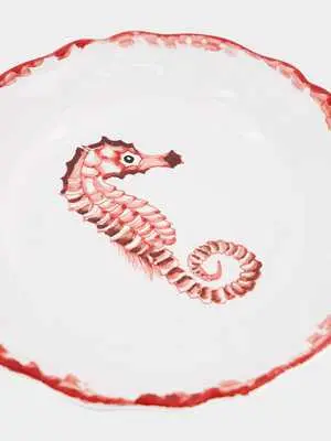 LES-OTTOMANS La Menagerie D'ete Seahorse Dinner Plate - White