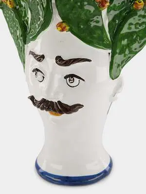 LES-OTTOMANS Faces Cactus Vase - White