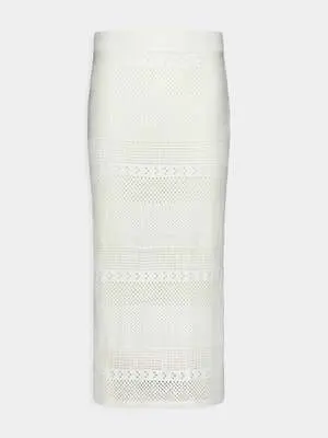 FRAME Crochet-knit Pencil Skirt - White