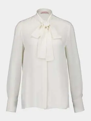Valentino Garavani Scarf-detail Silk Shirt - White
