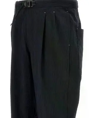 AND WANDER Belted Pleated Trousers - Blue
