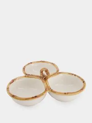 LES-OTTOMANS Bamboo Ceramic Starter Plate - White
