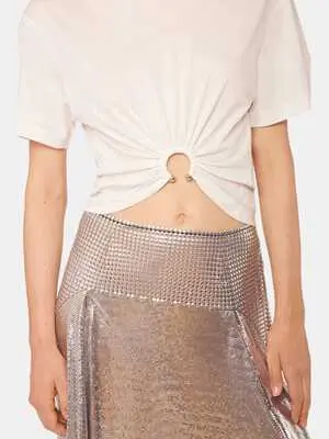 Rabanne Jersey Tee With Ring Detail - White