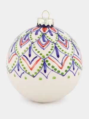 LES-OTTOMANS Handpainted Christmas Ball - White