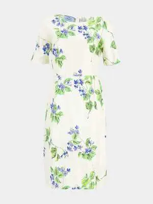 Prada Re-edition 2003 Violet Print Silk Dress - White