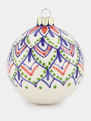 LES-OTTOMANS Handpainted 8cm Christmas Ball - White