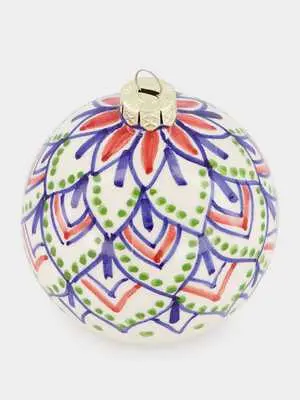 LES-OTTOMANS Handpainted 8cm Christmas Ball - White