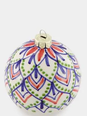 LES-OTTOMANS Handpainted 8cm Christmas Ball - White