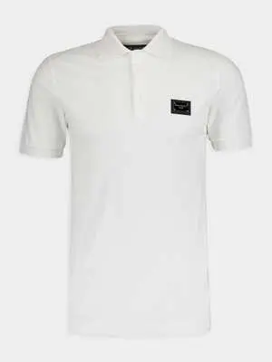 Dolce & Gabbana Branded Tag Cotton Piqué Polo-shirt - White