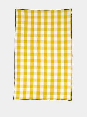 Maison De Vacances Yellow Bourdon Black Mesh Gingham Tea Towel - White