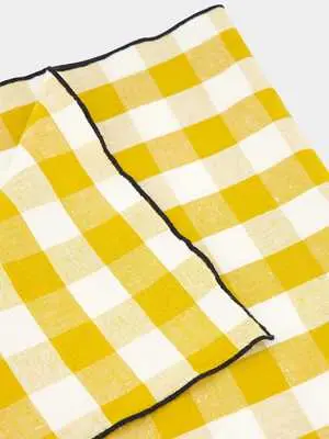 Maison De Vacances Yellow Bourdon Black Mesh Gingham Tea Towel - White