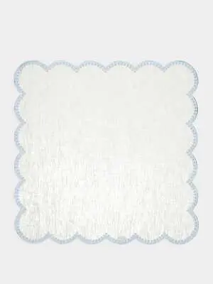 PAULA LIVING Cascais Linen Napkin With Blue Dots Border - White